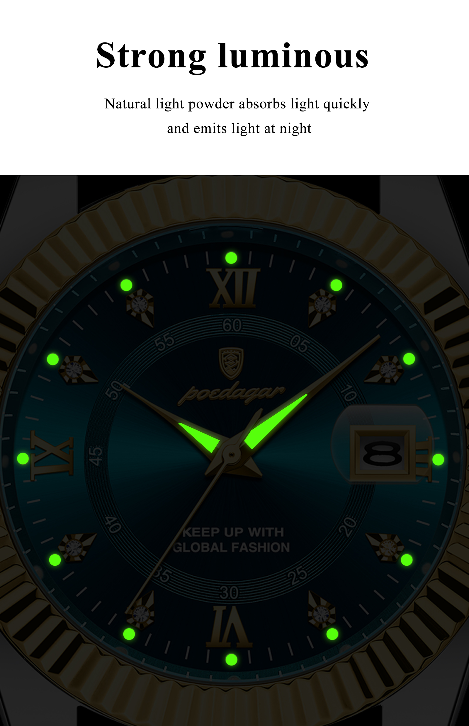 POEDAGAR Gold Watch For Men Waterproof Original Fashion Luxury Mens ...