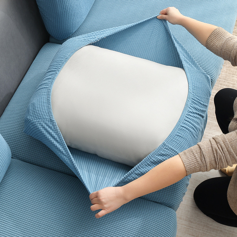 1/2/3/4-seater L-shaped Suede Sofa Dust Cover Elastic Sofa Seat Cover ...