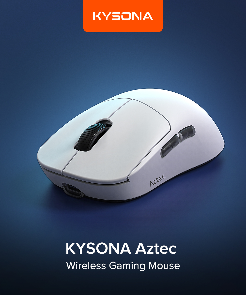 KYSONA Aztec Gaming Mouse Wireless PAW3395 Max 26000 DPI Lightweight ...