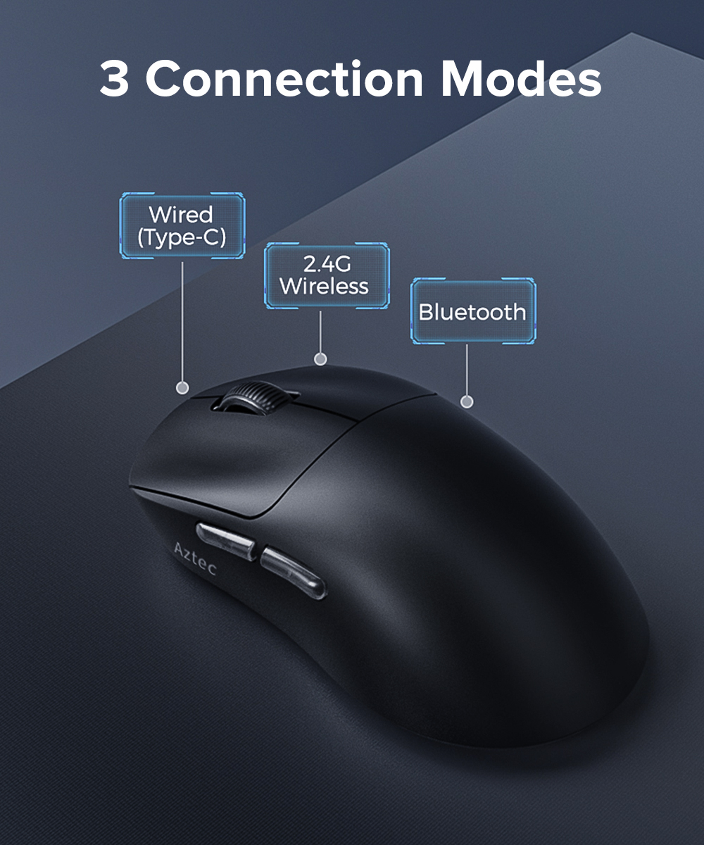 KYSONA Aztec Gaming Mouse Wireless PAW3395 Max 26000 DPI Lightweight ...