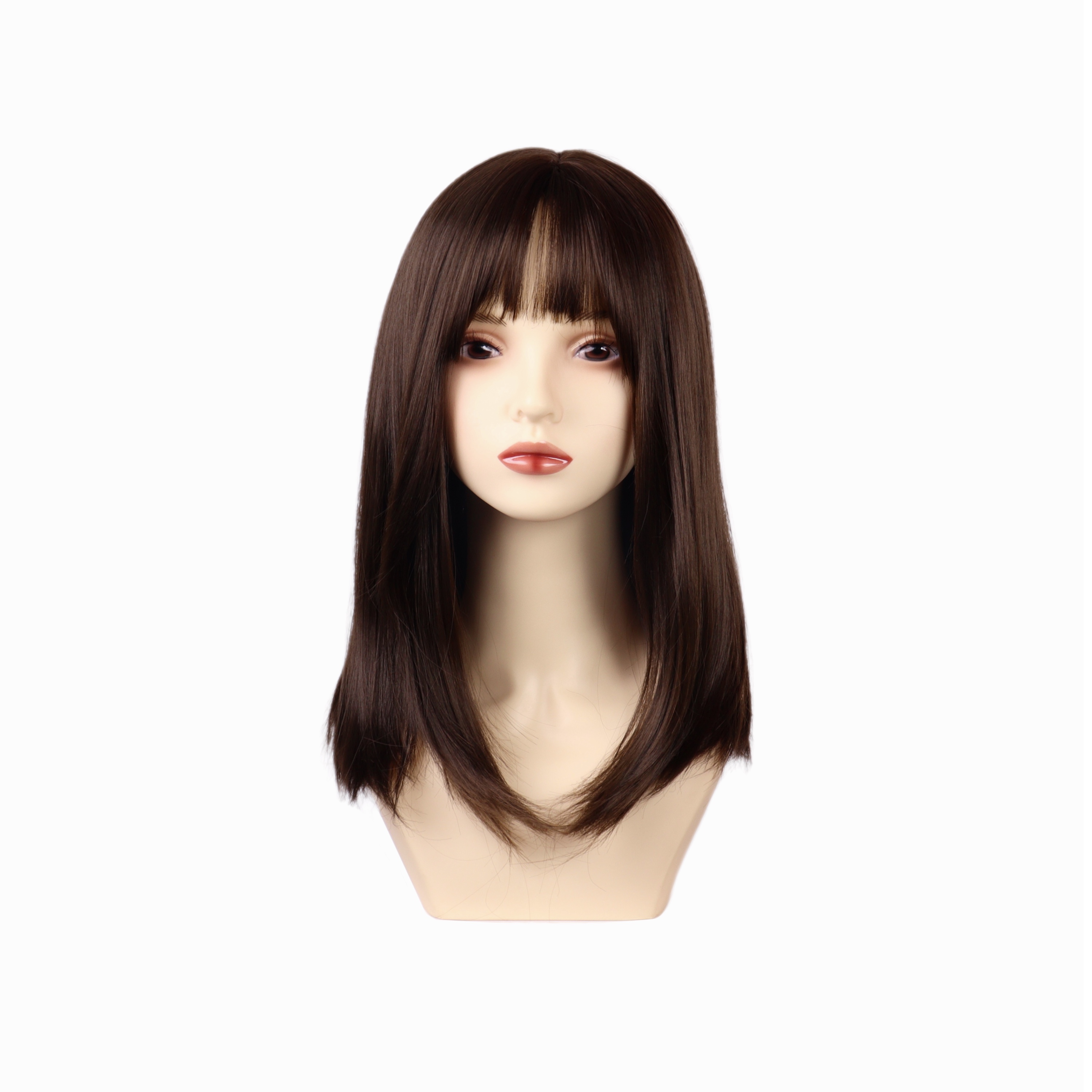 Women's Full Hair Wig Natural Collarbone Middle Straight Hair Wig Air ...