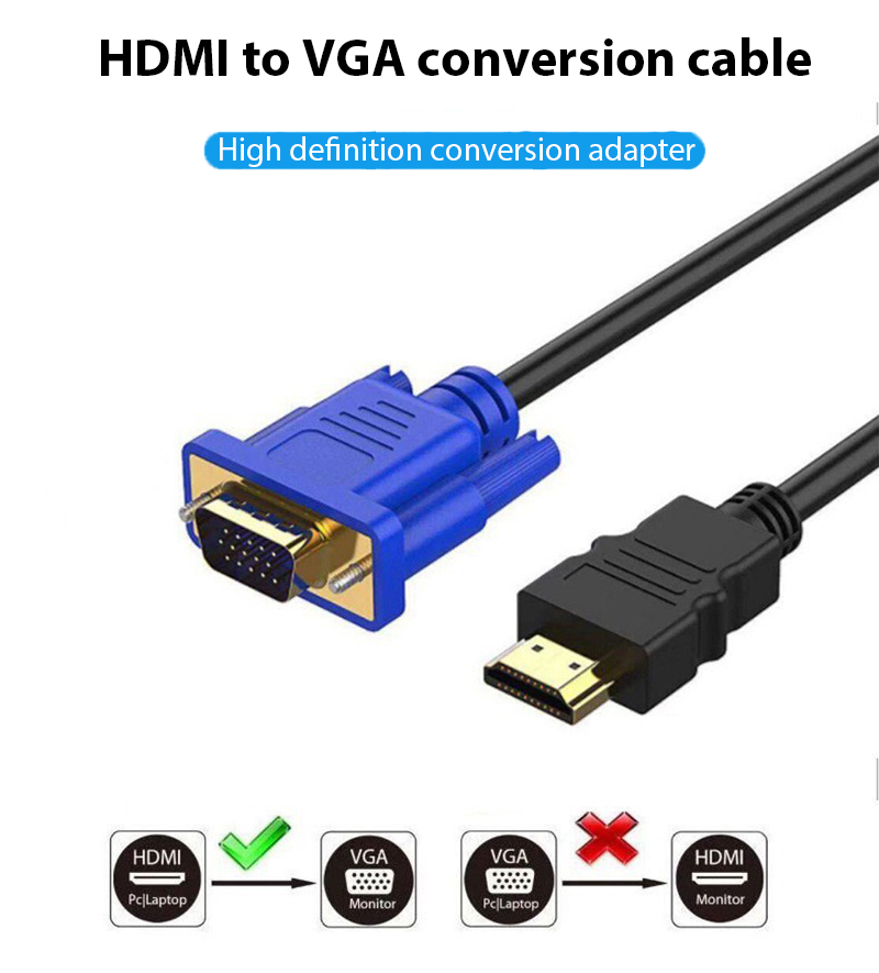 HDMI to VGA 1.5M Computer Display Screen Projector Connection Cable ...