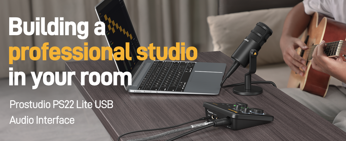 Maono PS22 Lite USB Audio Interface with XLR Input 24-bit/192kHz Routing Software LOOPBACK ASIO ...