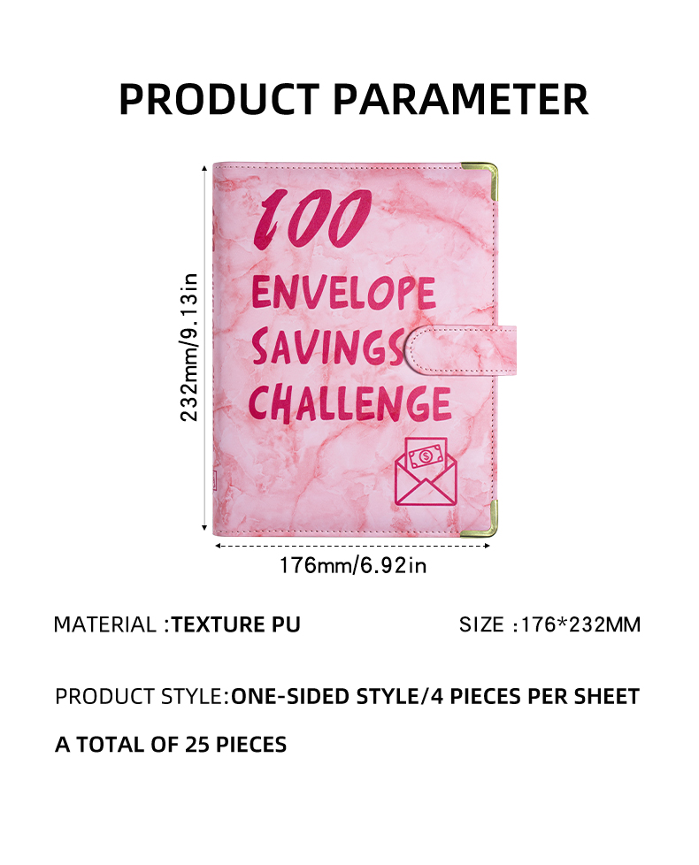 100 Day Challenge Activity Record Book Envelope Saving Money Budget ...