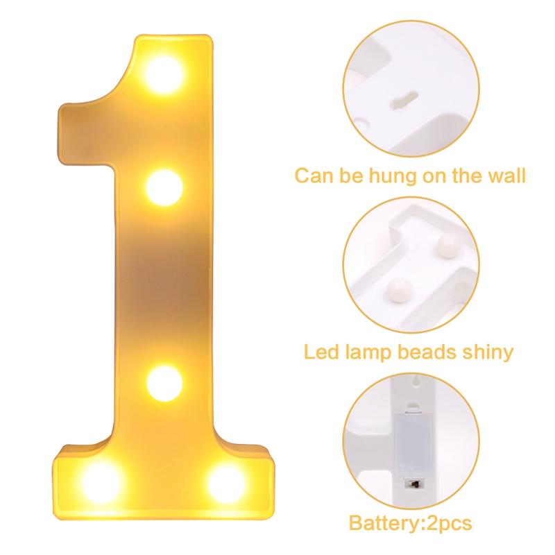 0-9 LED Number Light Battery Powered Birthday Luminous Digital Light ...