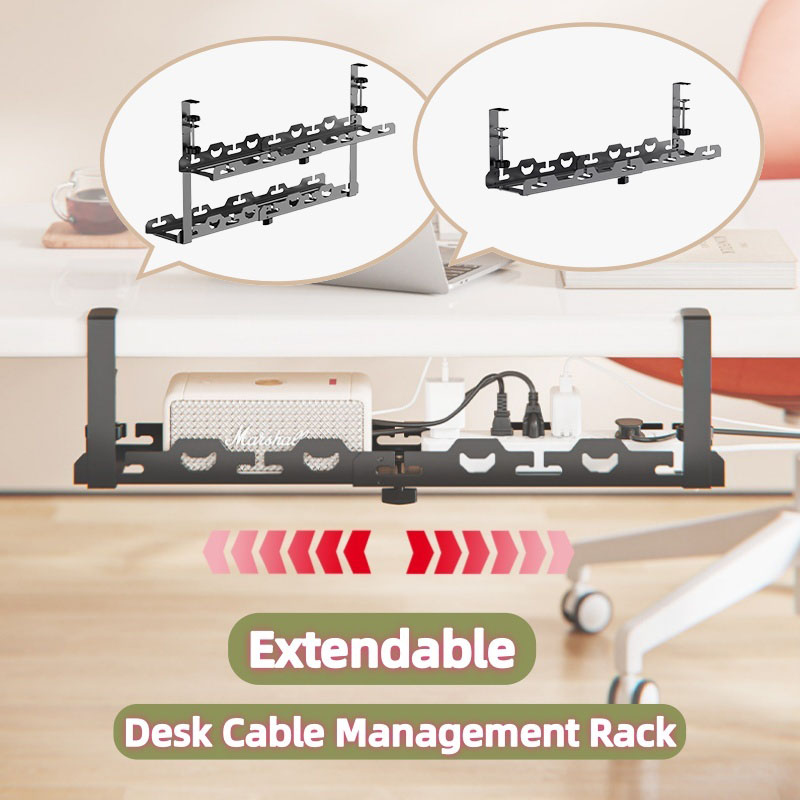 *Extendable* Under Desk Cable Management Wire Organizer Tray Pc Cabel ...