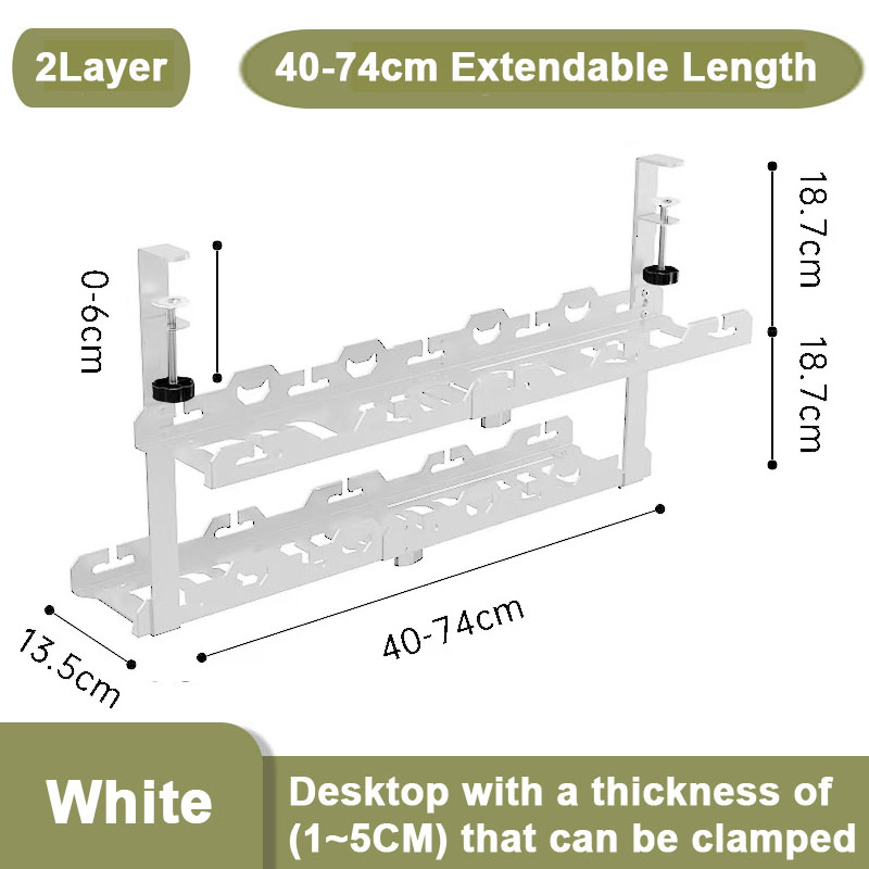 *Extendable* Under Desk Cable Management Wire Organizer Tray Pc Cabel ...