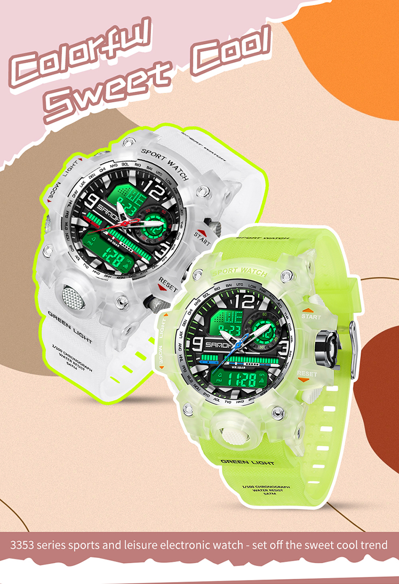 SANDA 3353-2 display watches for men waterproof gift Wristwatches ...