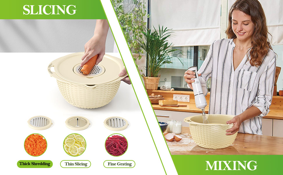 4-1 Colander with Bowl Set - Rotatable Strainers for Kitchen, Food Strainers and Colanders ...