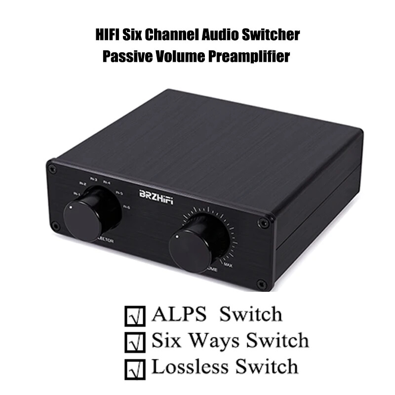 Hifi Lossless 6 Ways Audio Signal Input Switcher Passive Preamplifier ...