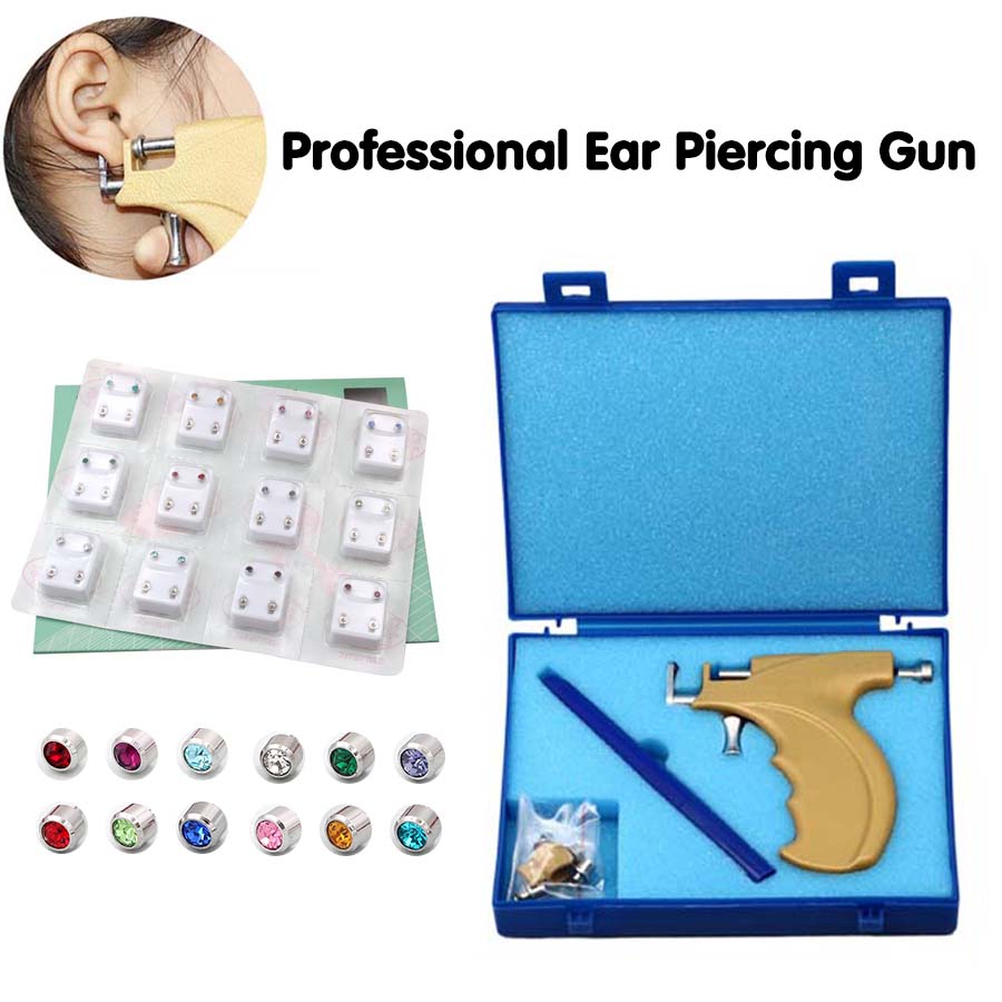 Professional Ear Piercing Gun with 4mm Ear Studs-Reusable Ear Piercing ...
