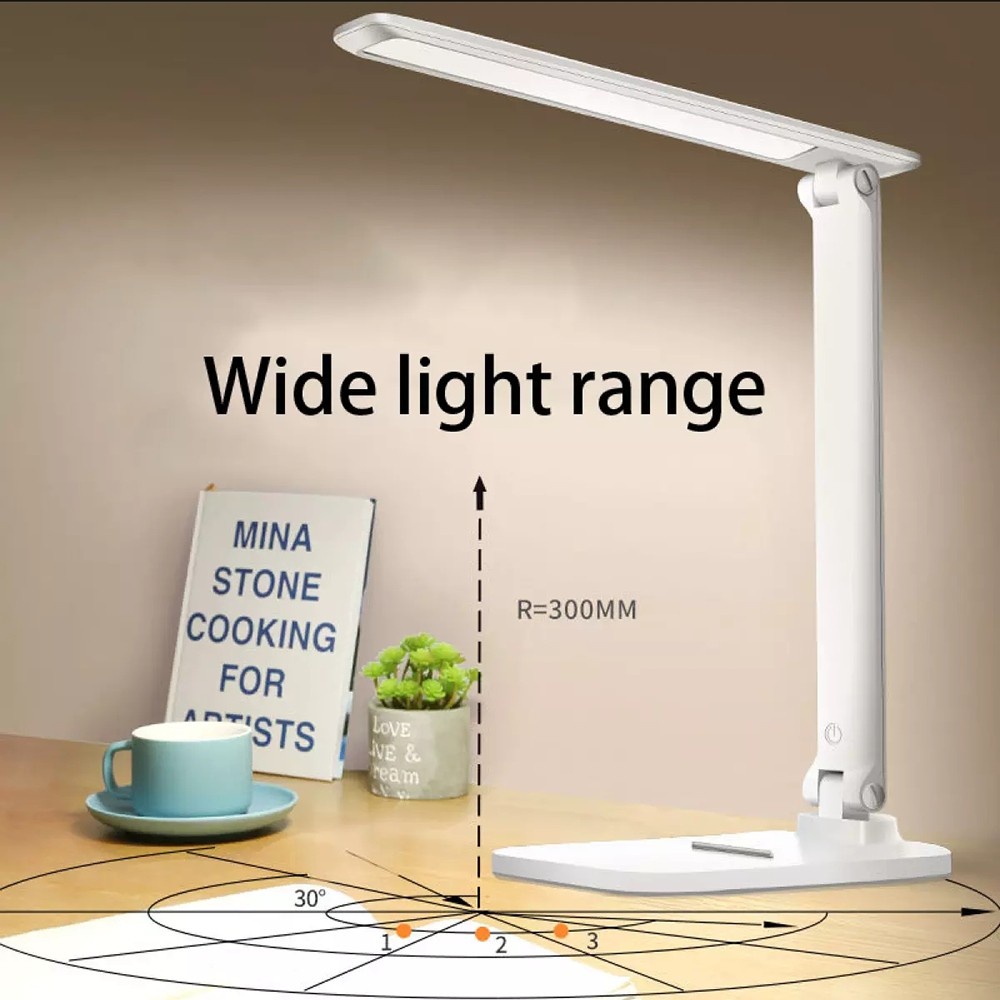 LED Rechargeable Study Lamp Shade Bedroom Desk Lamp Portable Reading ...
