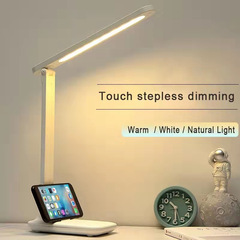 LED Rechargeable Study Lamp Shade Bedroom Desk Lamp Portable Reading ...