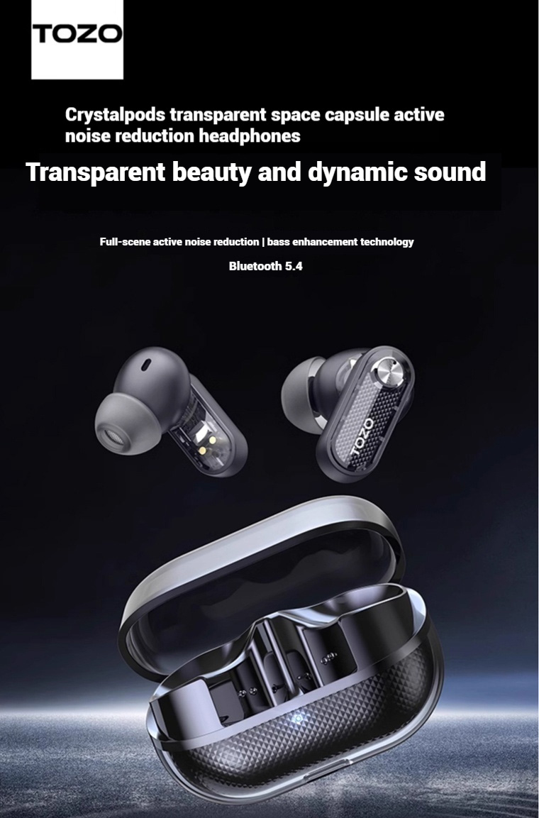 TOZO Crystal Pods Wireless Bluetooth headphones In-ear Active noise ...