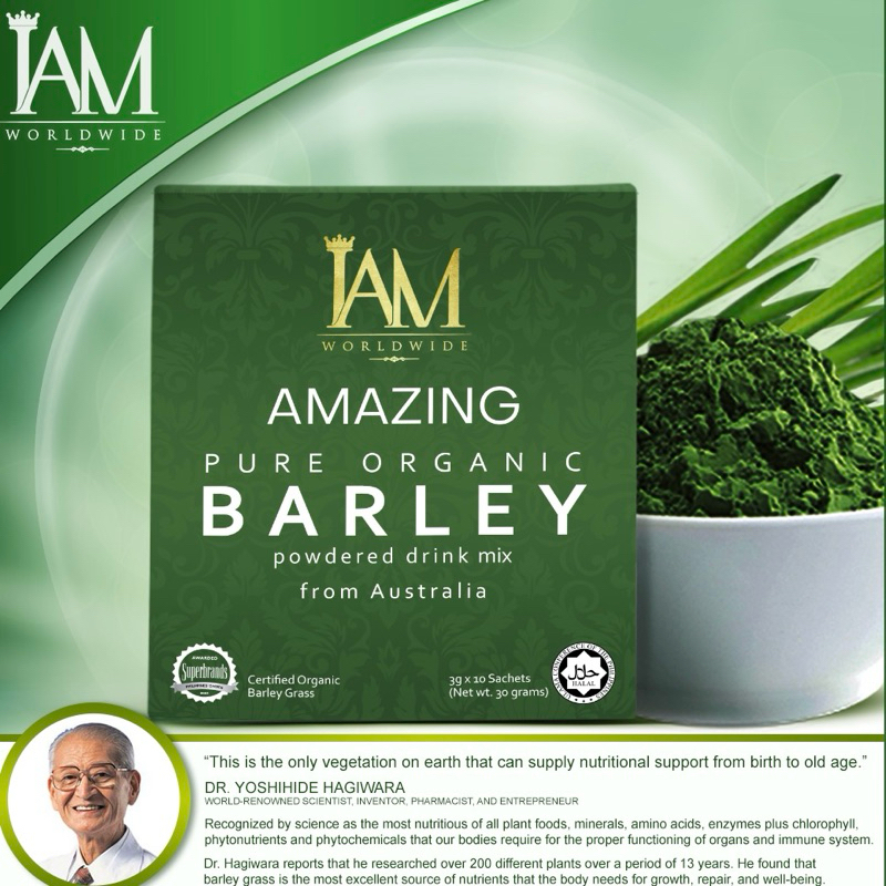 IAM Amazing Barley Pure Organic 10 sachets per Box (3 grams) from ...