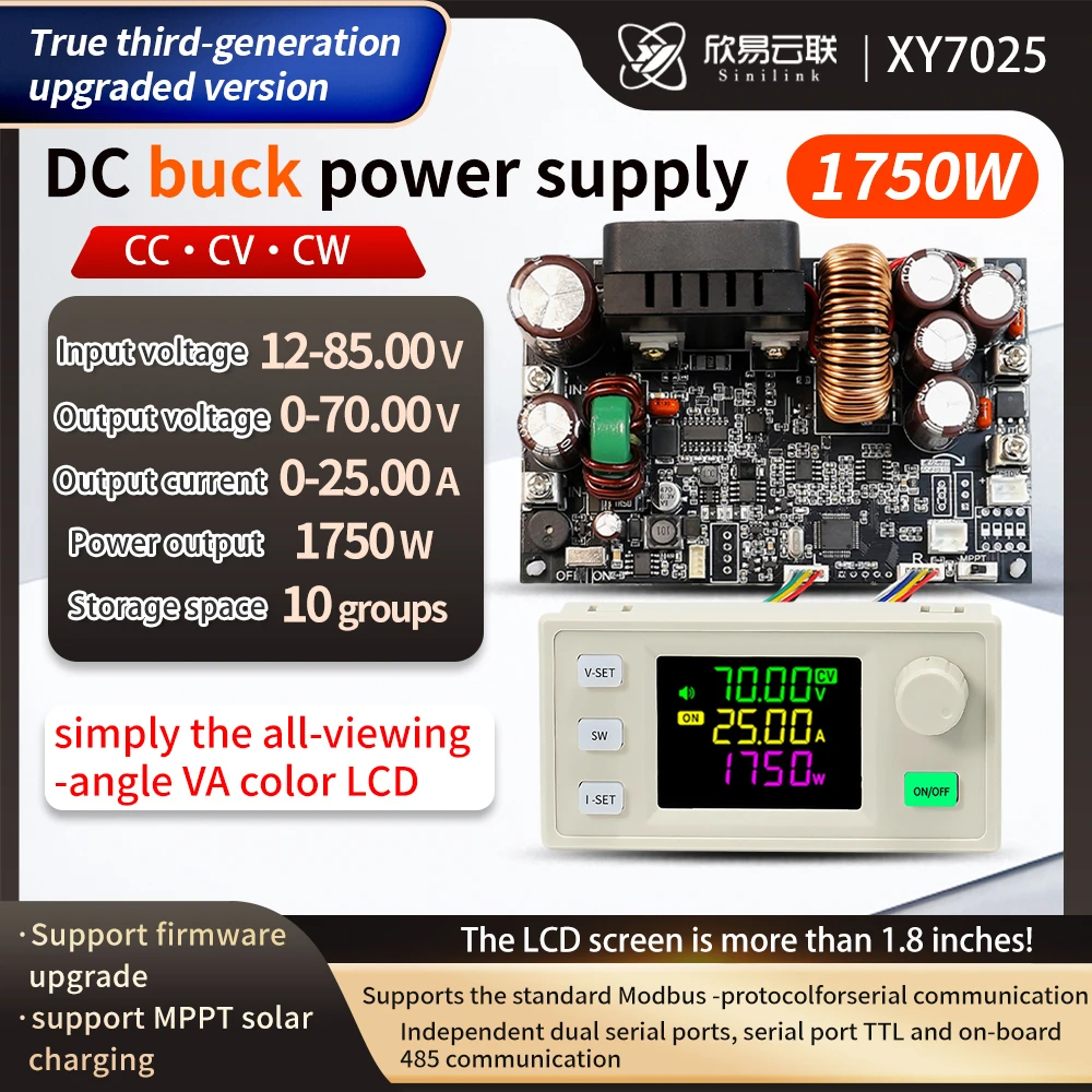 XY7025 70V/25A/1750W Buck Converter CC CV CNC Stabilized Power Supply ...