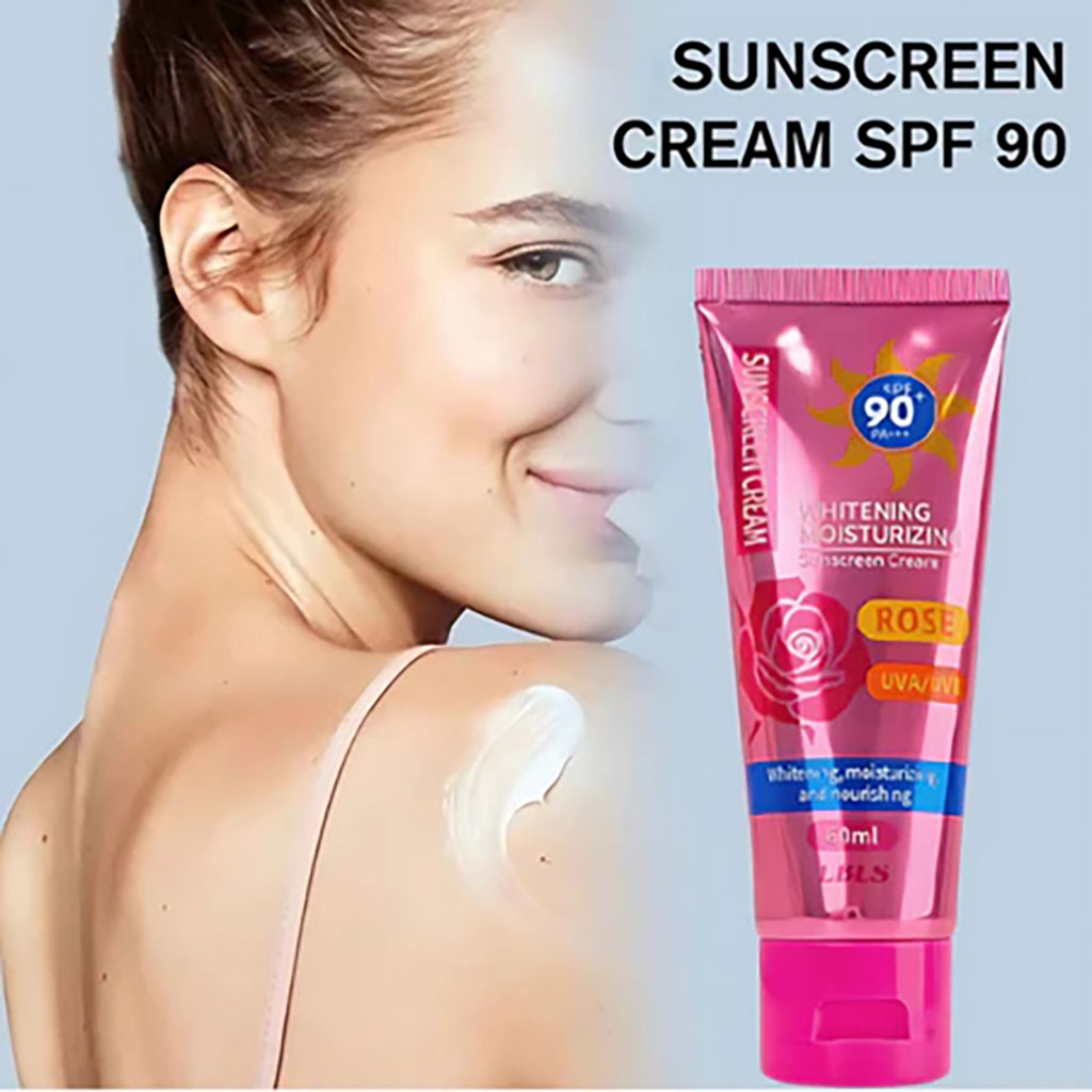 Rose Facial Sunscreen SPF90+ PA+++ Whitening Cream Long Lasting 60ML Skincare Facial Skin ...