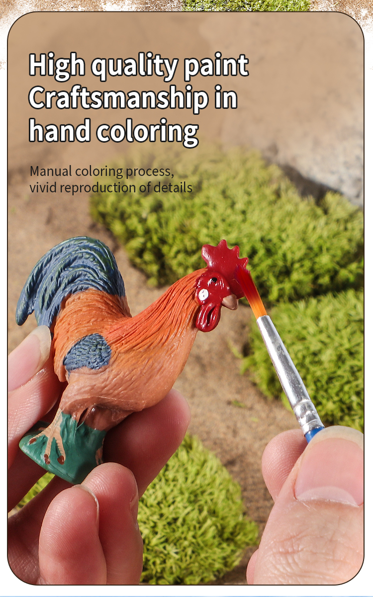 Simulation Farm Animals Poultry Turkey Rooster Hen Figurines Model ...