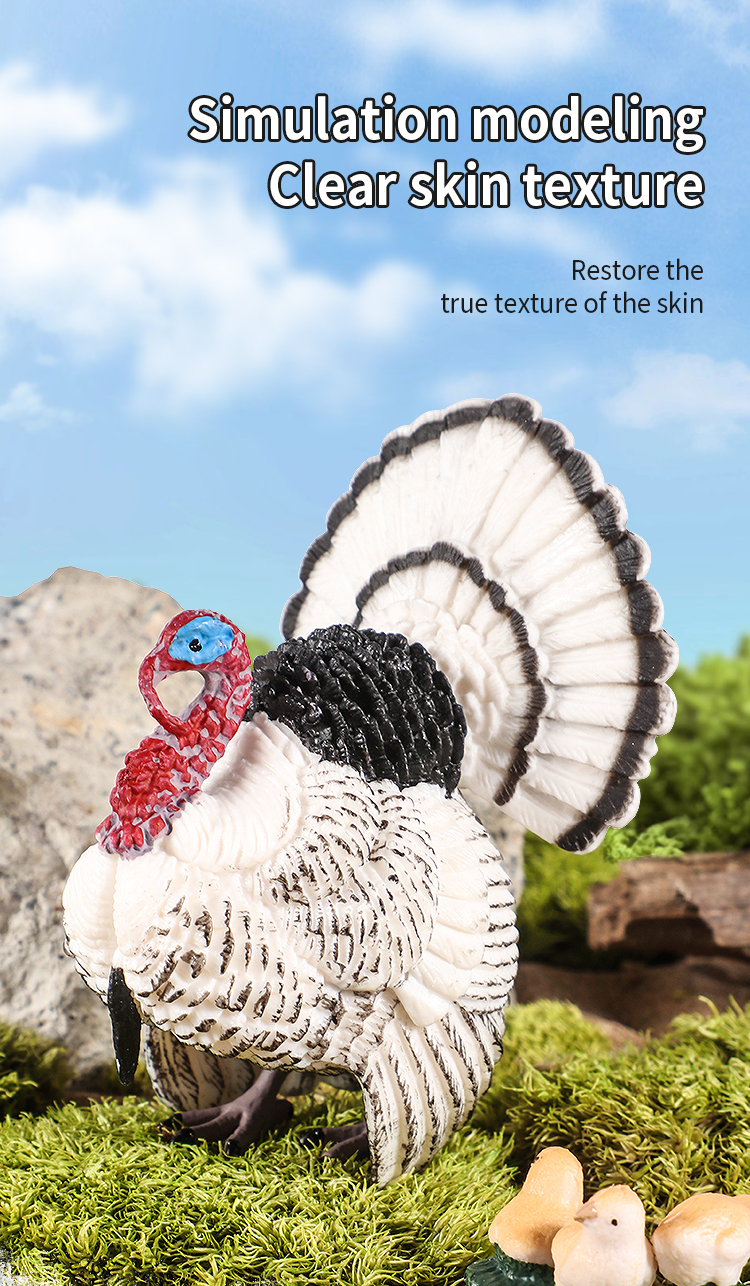 Simulation Farm Animals Poultry Turkey Rooster Hen Figurines Model ...