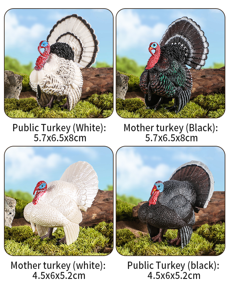 Simulation Farm Animals Poultry Turkey Rooster Hen Figurines Model ...