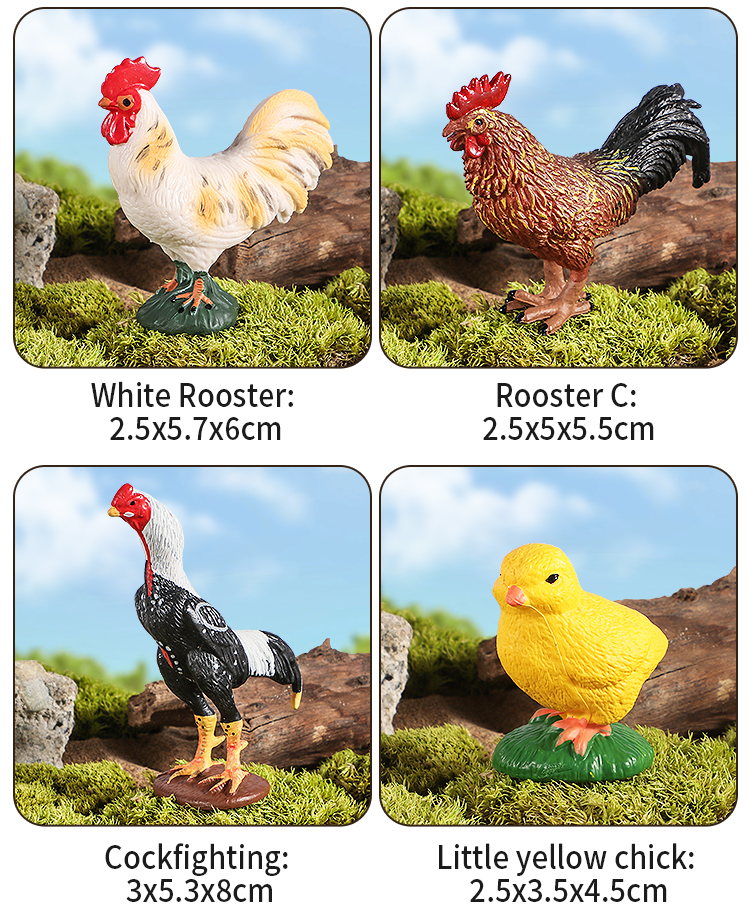 Simulation Farm Animals Poultry Turkey Rooster Hen Figurines Model ...