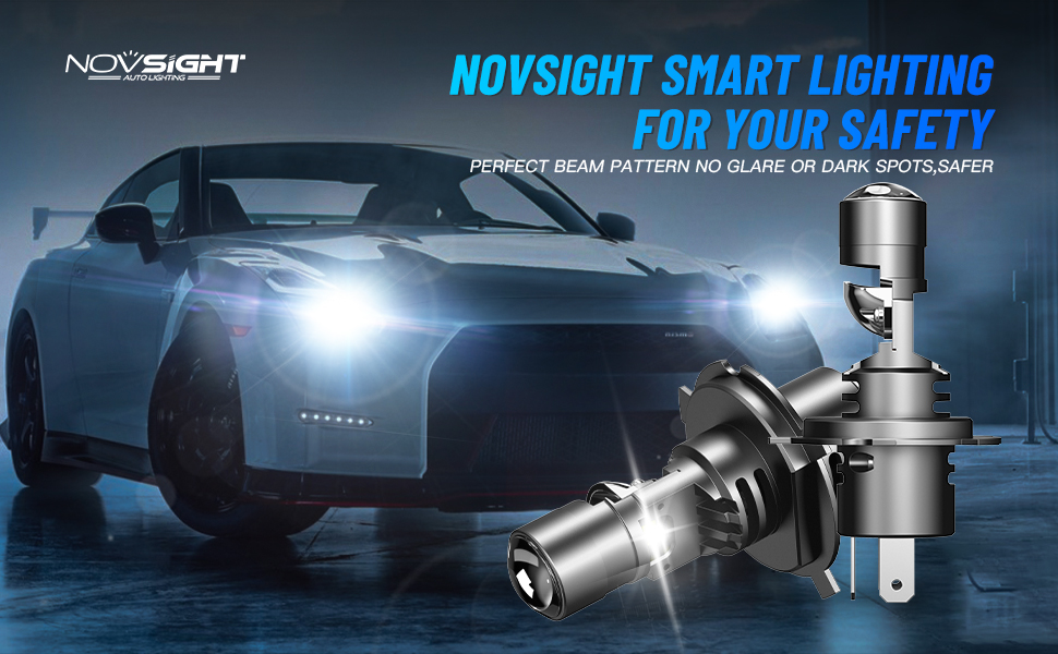 Novsight N91 H4 Car LED Projector Lens Headlight with Canbus fan 6000K ...