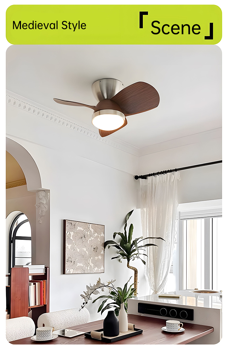 GEJIESE Wooden ceiling fan with light large wind power 24/28inch ...