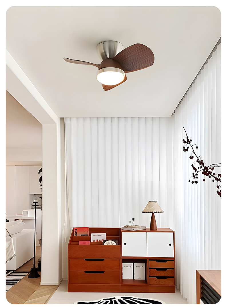 GEJIESE Wooden ceiling fan with light large wind power 24/28inch ...