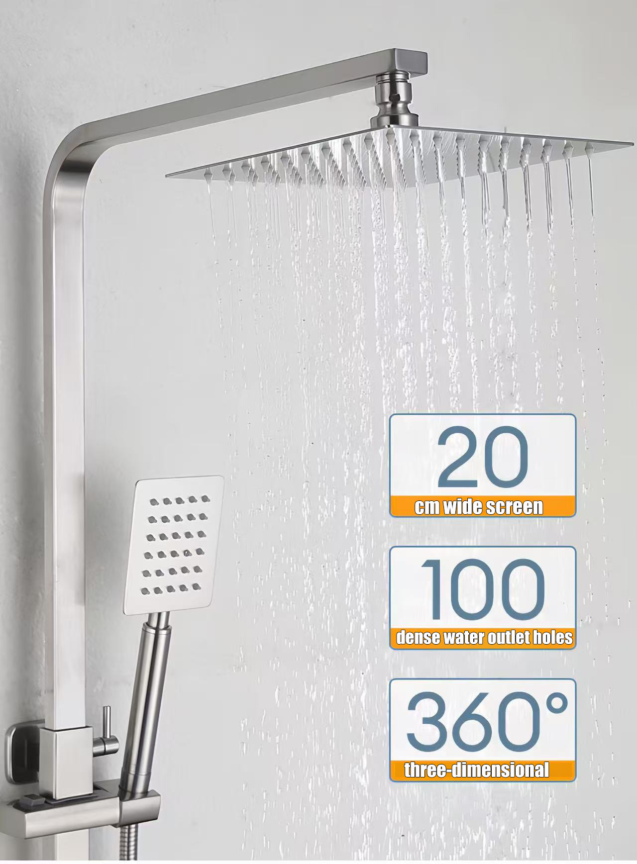 Hotsan Shower Set with Faucet Hot and Cold 304 Stainless Steel 3 in 1 ...