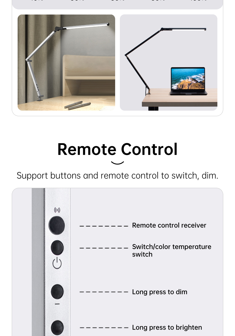 Thunlit Daylight Clip Lamp Remote Control 9W LED Eye Protection ...