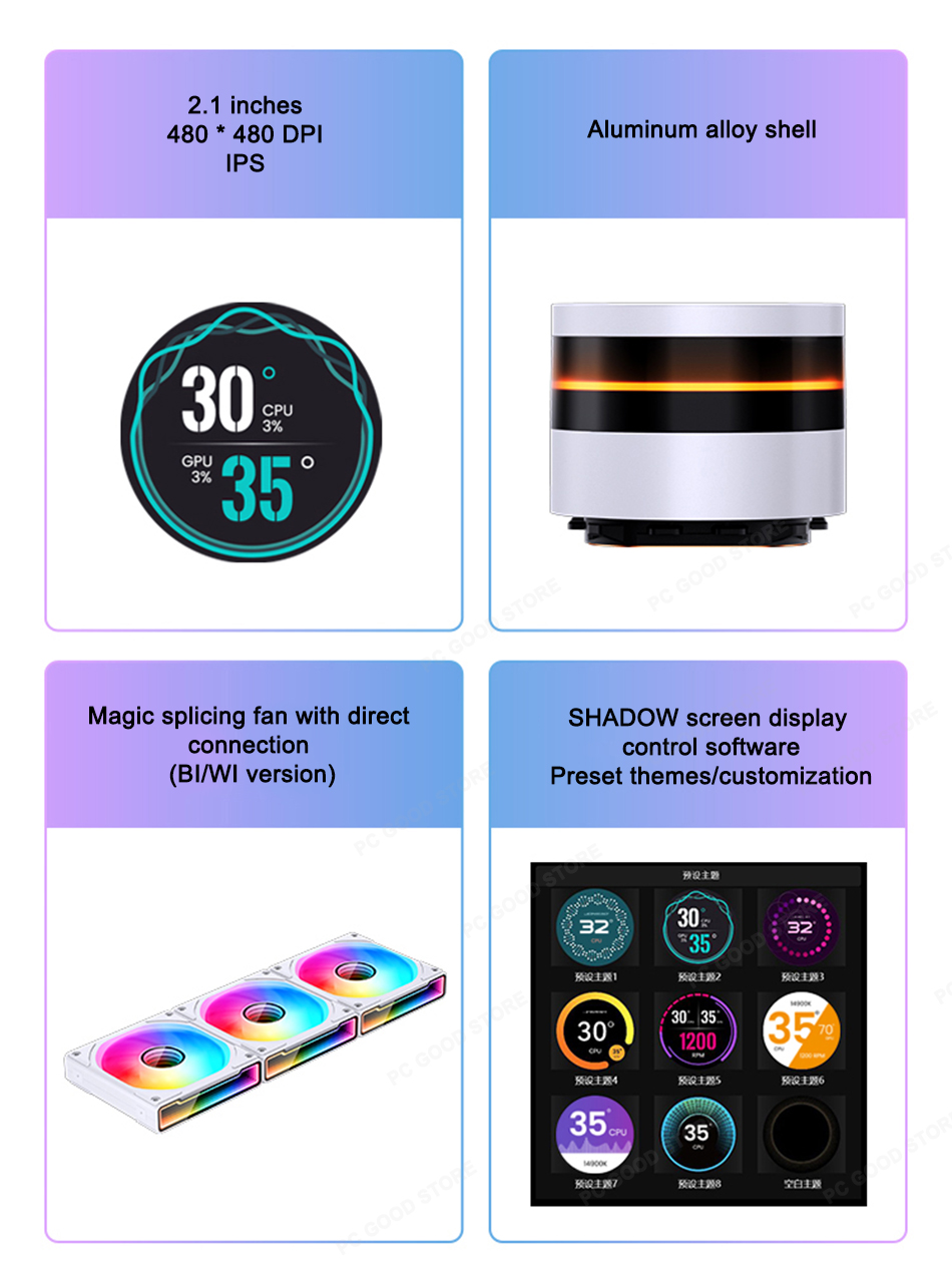 JONSBO TF2-360SC Integrated Water-cooled Radiator ARGB IPS LCD Screen ...