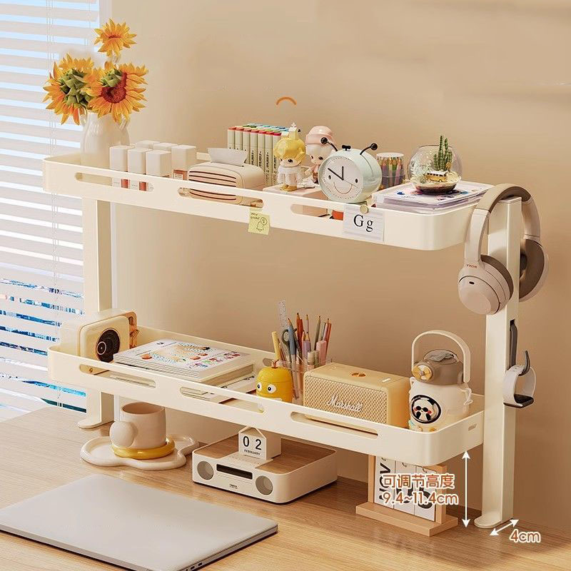 2 Tier Desktop Storage Rack Office Storage Display Rack Desk Bookshelf ...