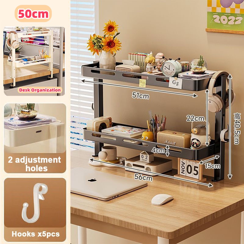 2 Tier Desktop Storage Rack Office Storage Display Rack Desk Bookshelf ...