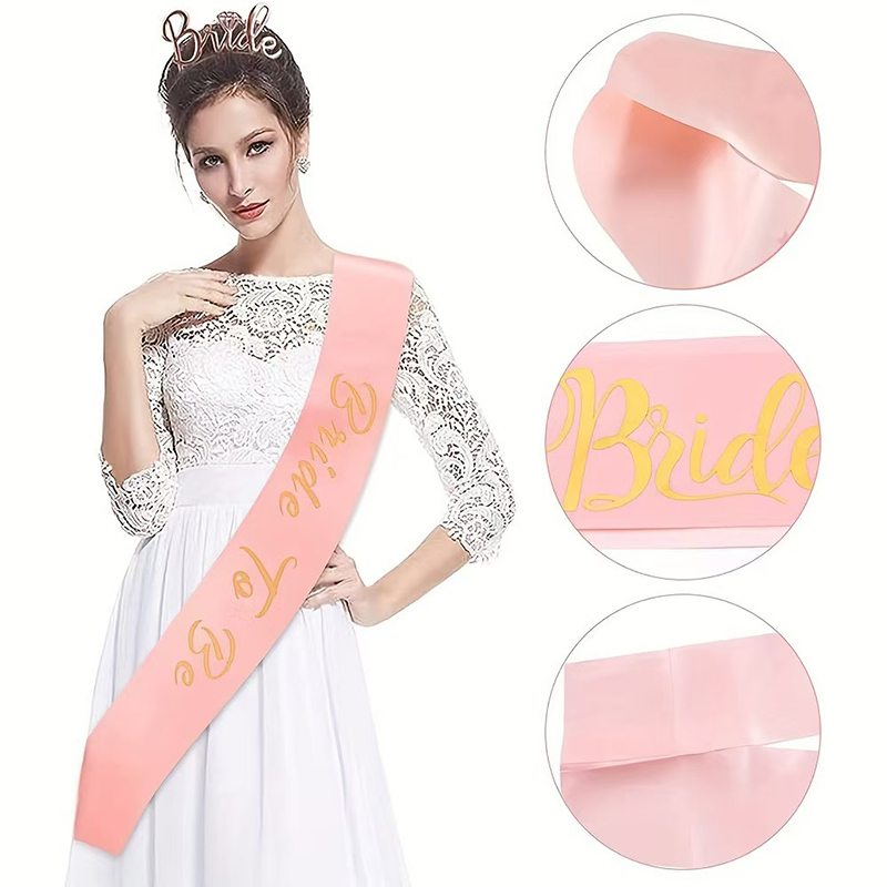 3pcs Bride To Be Satin Sash Rose Gold Veil Hiarband tattoo sticker ...