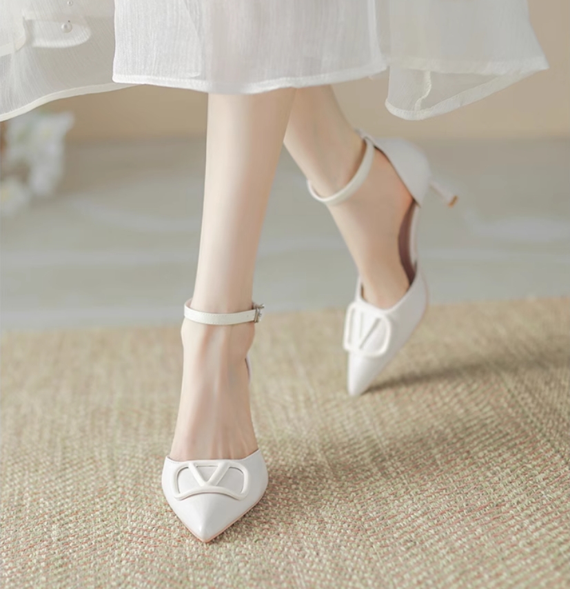 Women's Sandals White 2 Inches Pointed High Heels For Women With ...