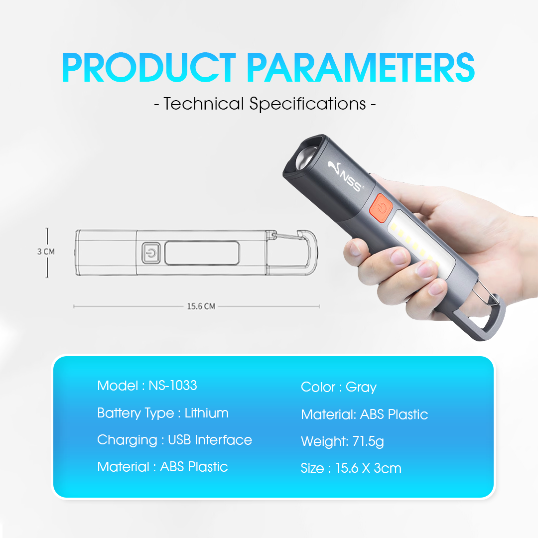 NSS XPE Flashlight USB Charge Waterproof Flashlight Handheld Super ...