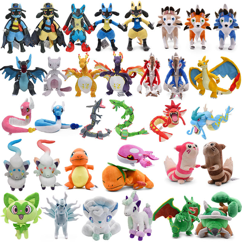 34 Styles Cute Pikachu Plush Toy Pokemon Lycanroc Lucario Rayquaza ...