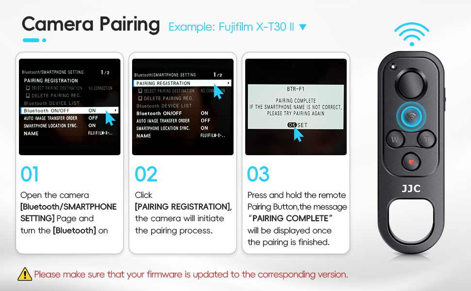 JJC Bluetooth Wireless Remote Control Shutter Release for Fuji Fujifilm Camera XM5 X100VI X-S20 ...