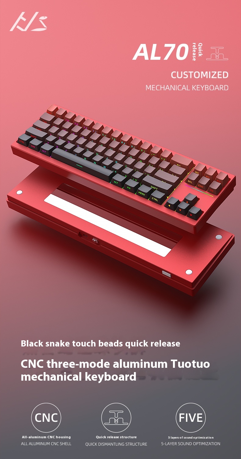 AL70 Aluminum Wireless Mechanical Keyboard 65% Hot swappable RGB GASKET ...