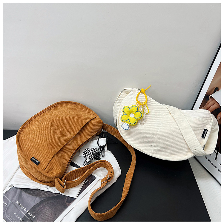 Large Capacity Dumpling Bag Japanese Style ins Retro Corduroy Canvas ...