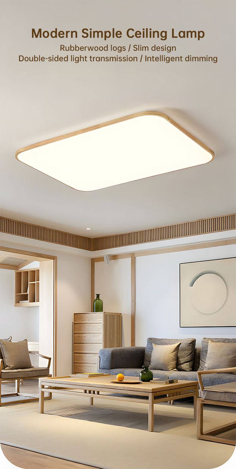 Ceiling light 3 color lights dimmable celling lamp surface wood led ...