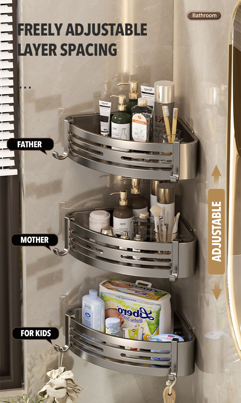 WHOME Stainless Steel Bathroom Organizer Rack Bathroom Storage Set ...