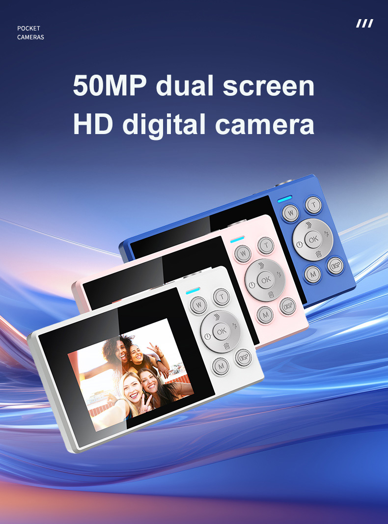 Portable Digital Camera Dual Screen Camera 50MP 4K Video Recording 16X ...