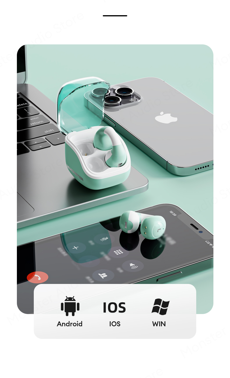 Monster XKT29 Wireless Earphones Bluetooth 5.4 HIFi HD Call Noise ...