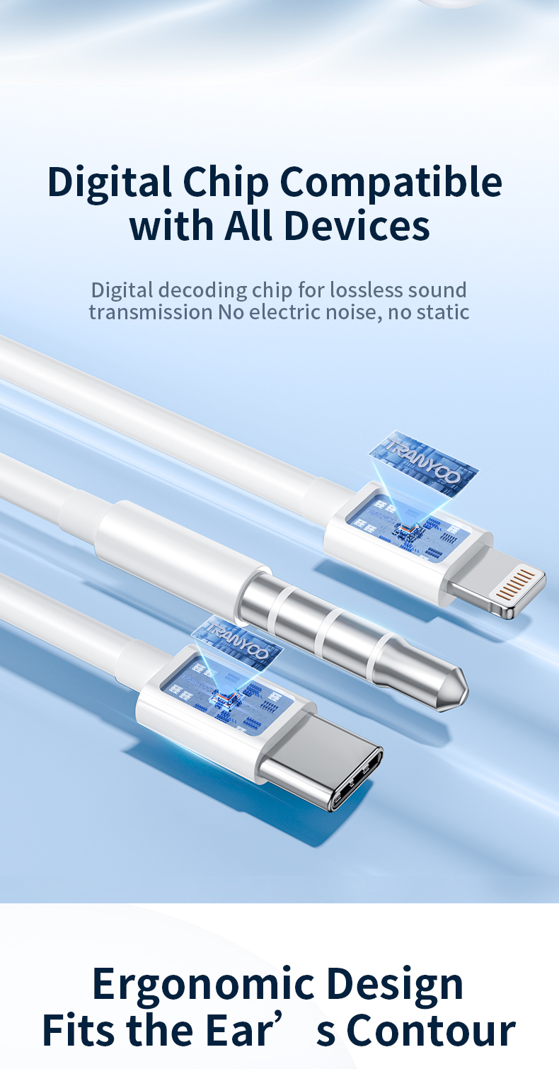 Tranyoo R15 Wired Headphones Earbud Type Noise Reduction HIFI Headset 3.5mm Type C iPh Earphones ...