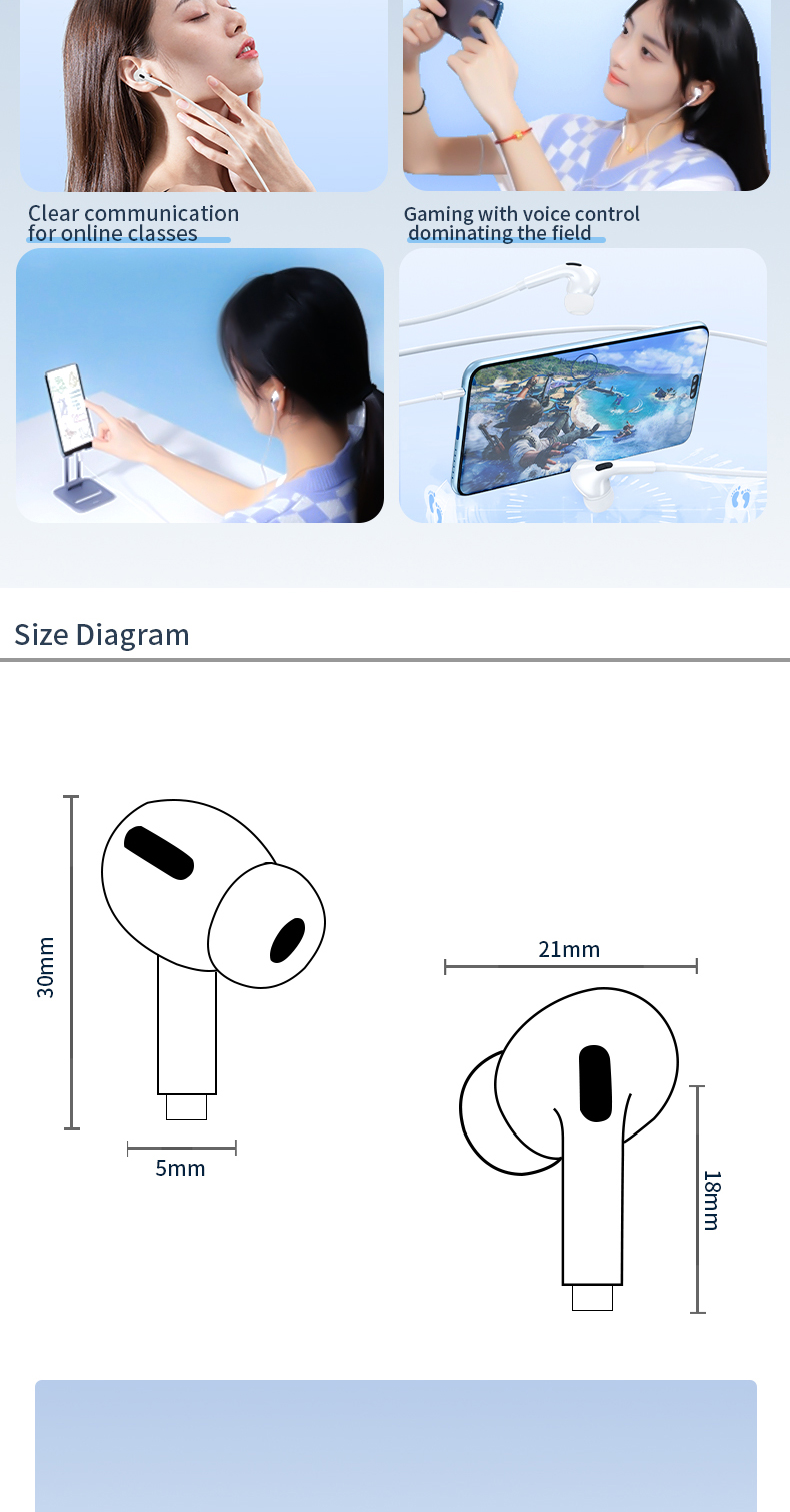 Tranyoo R15 Wired Headphones Earbud Type Noise Reduction HIFI Headset 3.5mm Type C iPh Earphones ...