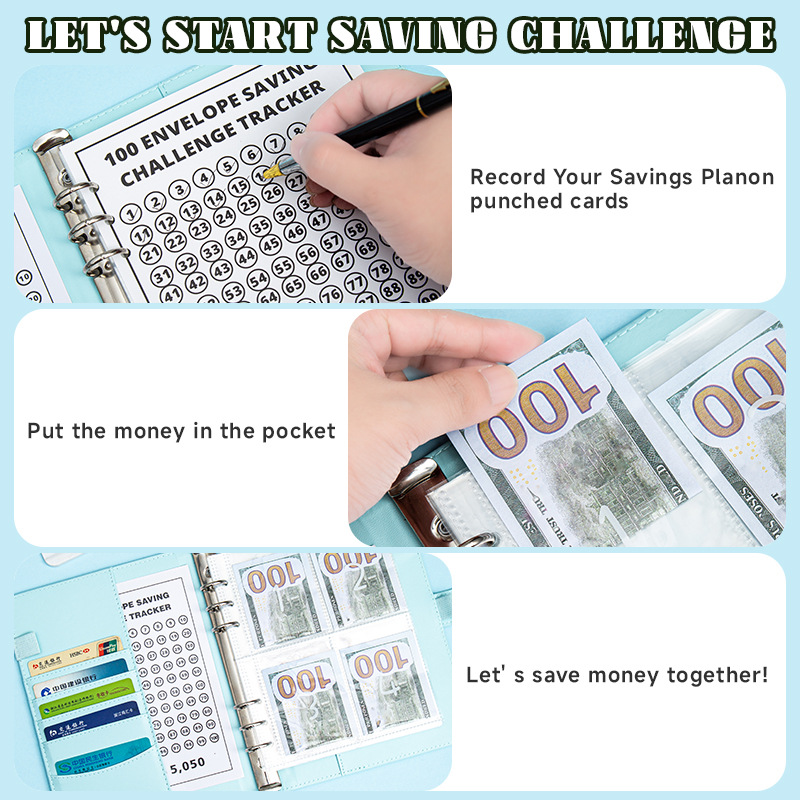 100 Day Challenge: Loose leaf Notebook, Couple Savings Notebook, Money ...