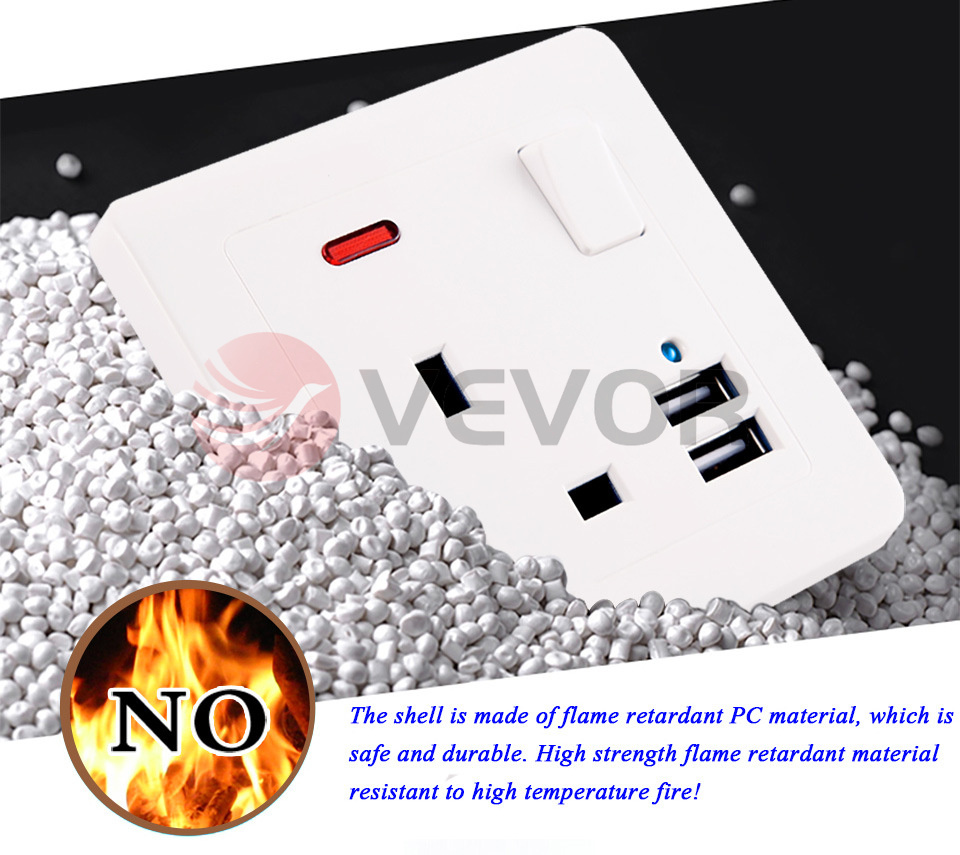 Power Socket Plug Outlet With Switch Power Socket Wall Mount With USB ...