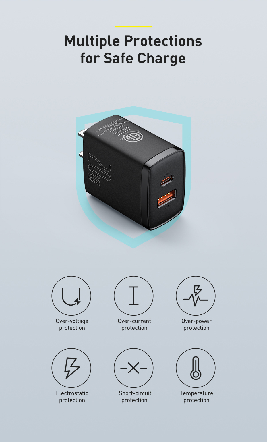 Baseus 20W U+C Quick Charger Support PD3.0 QC3.0 USB+Type-c charger for ...