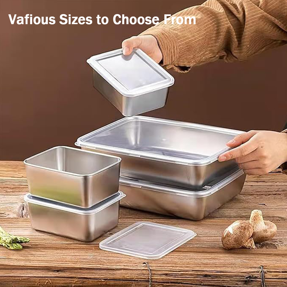 304 Stainless Tray With Cover Fresh Keeping Box Food Storage Container ...